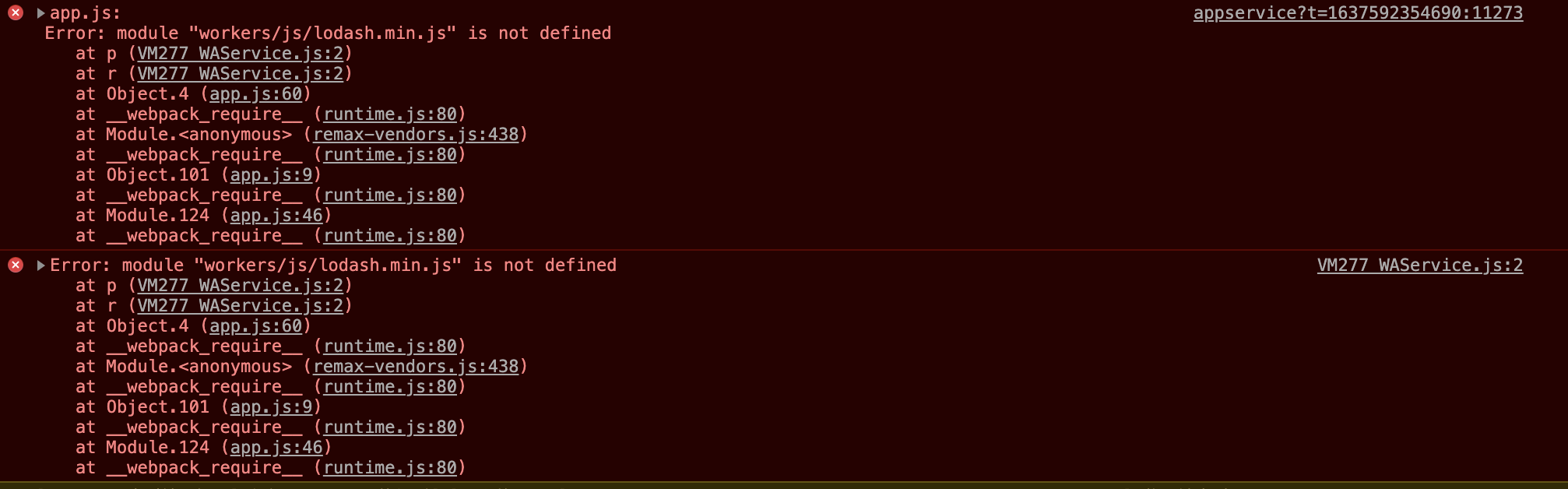 [问题]在同时配置 webpack/externals 和 小程序 app.json/workers 时, 会提示 externals 引用的module不存在, 这是 bug 吗 ...