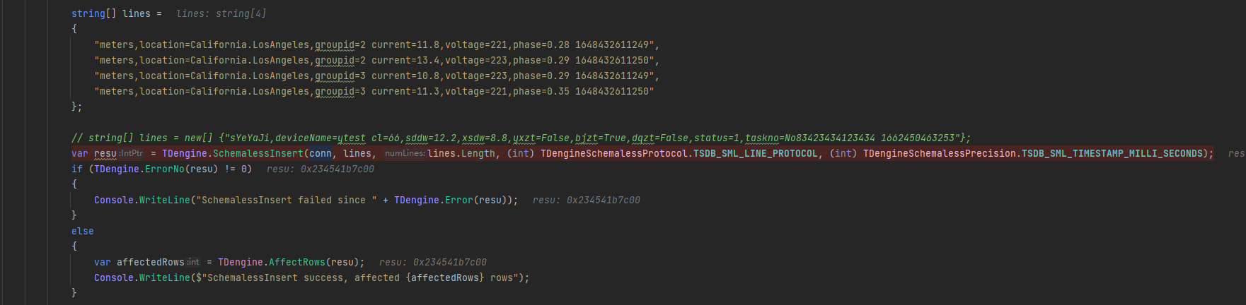 c# influxdb line protocol demo writing failed · Issue #16694 · taosdata/TDengine · GitHub