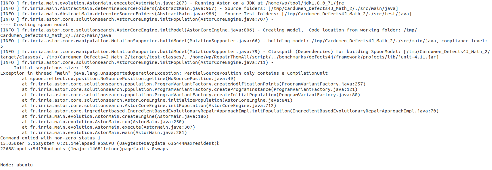 Cardumen: PartialSourcePosition only contains a CompilationUnit? · Issue #177 · SpoonLabs/astor ...