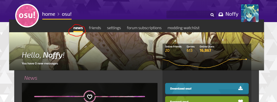 Call the "news" tab on the homepage "main" instead. · Issue #2393 · ppy/osu-web · GitHub