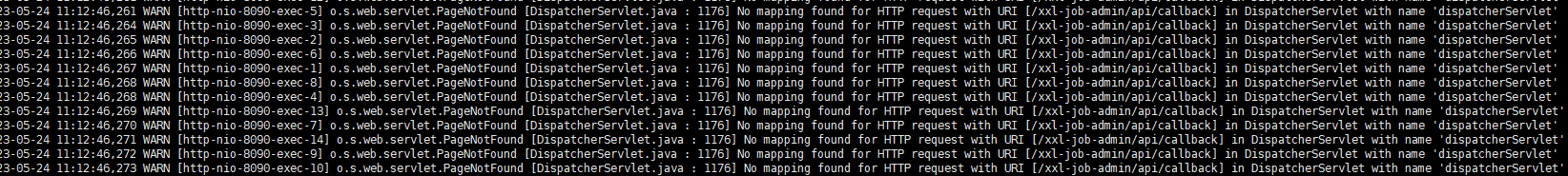 Pagenotfound No Mapping Found For Request With Uri Xxl Job Adminapicallback In