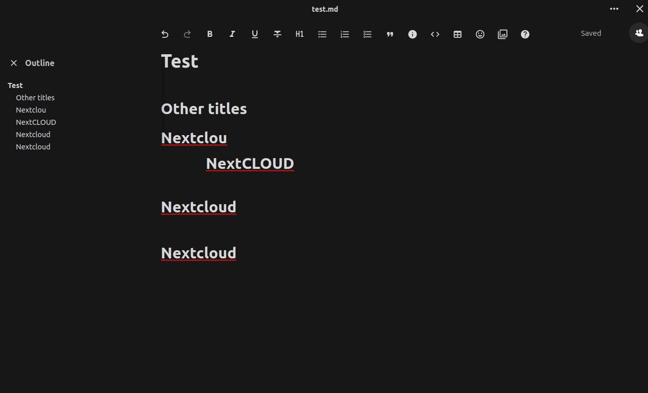 Unexpected indent when heading is "Nextcloud" · Issue #3706 · nextcloud/text · GitHub
