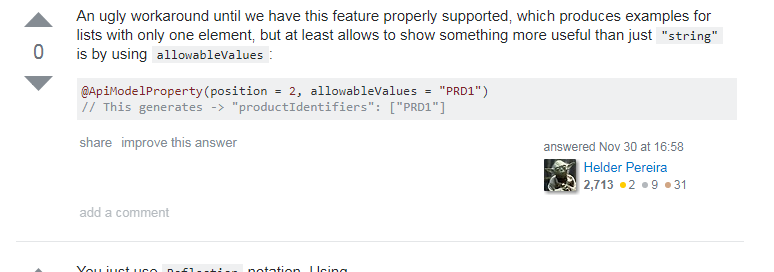 Apimodelproperty Doesnt Support Example For Arrays Lists · Issue