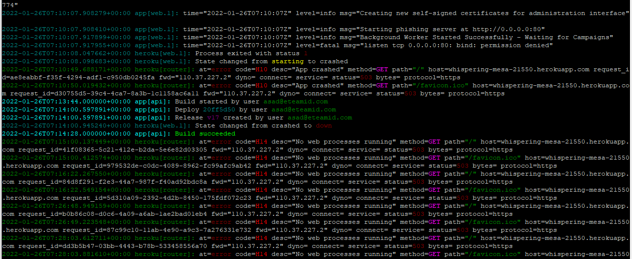 Gophish Deploy on Heroku vps · Issue #2386 · gophish/gophish · GitHub