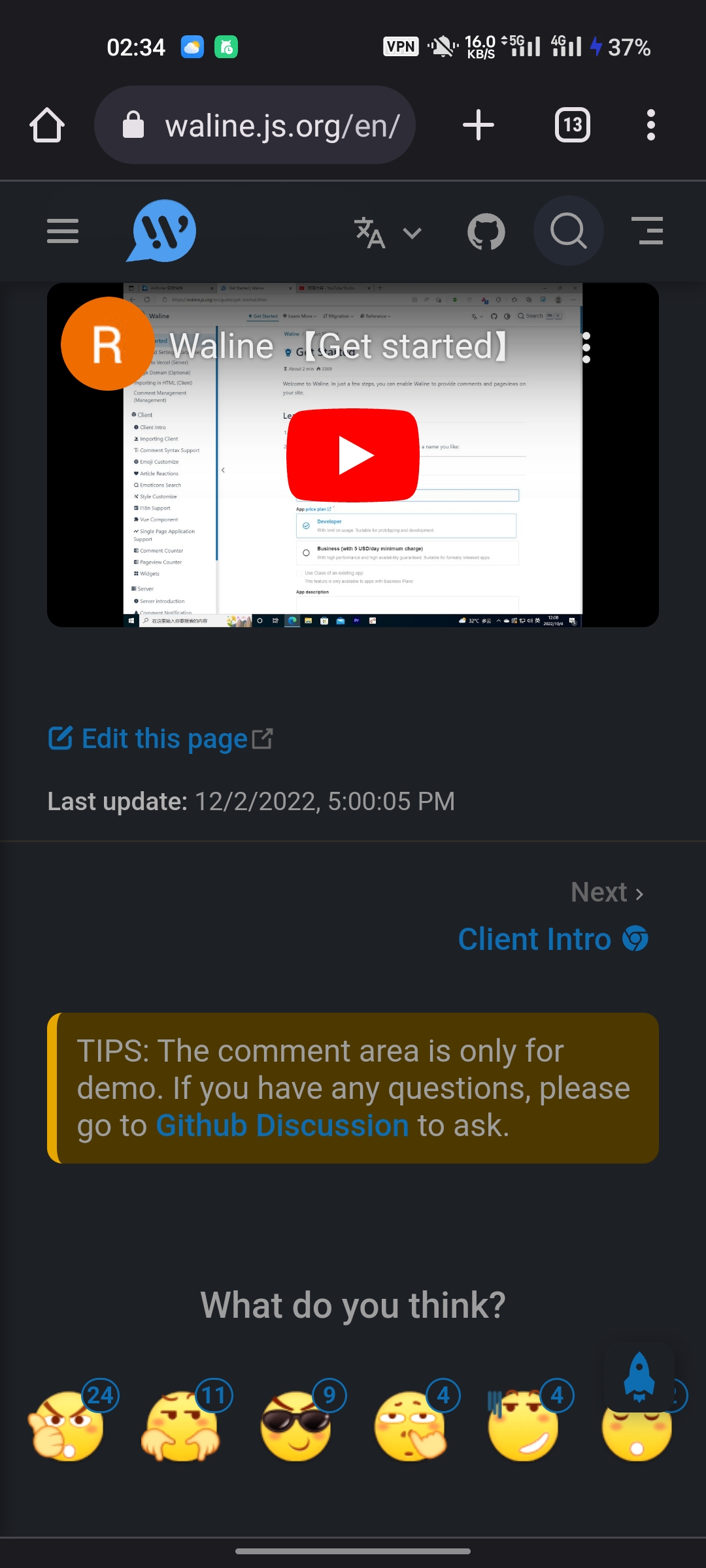 [Feature]: Add "Edit on GitHub" button to Docs · Issue #1630 · walinejs/waline · GitHub