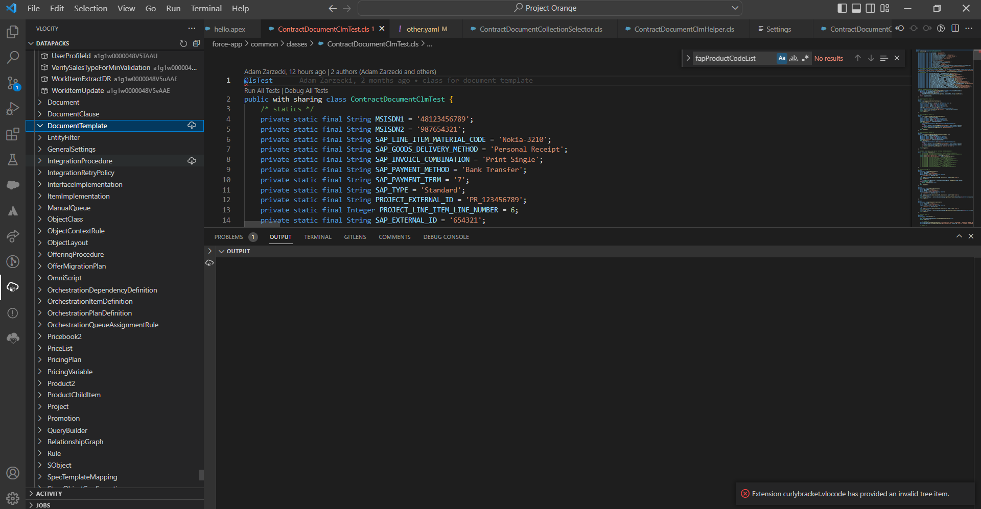 Extension Curlybracketvlocode Has Provided An Invalid Tree Item