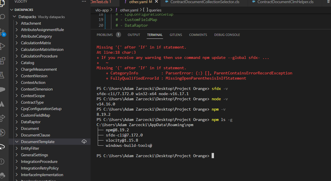 Extension curlybracket.vlocode has provided an invalid tree item - error is caused by 'Document ...