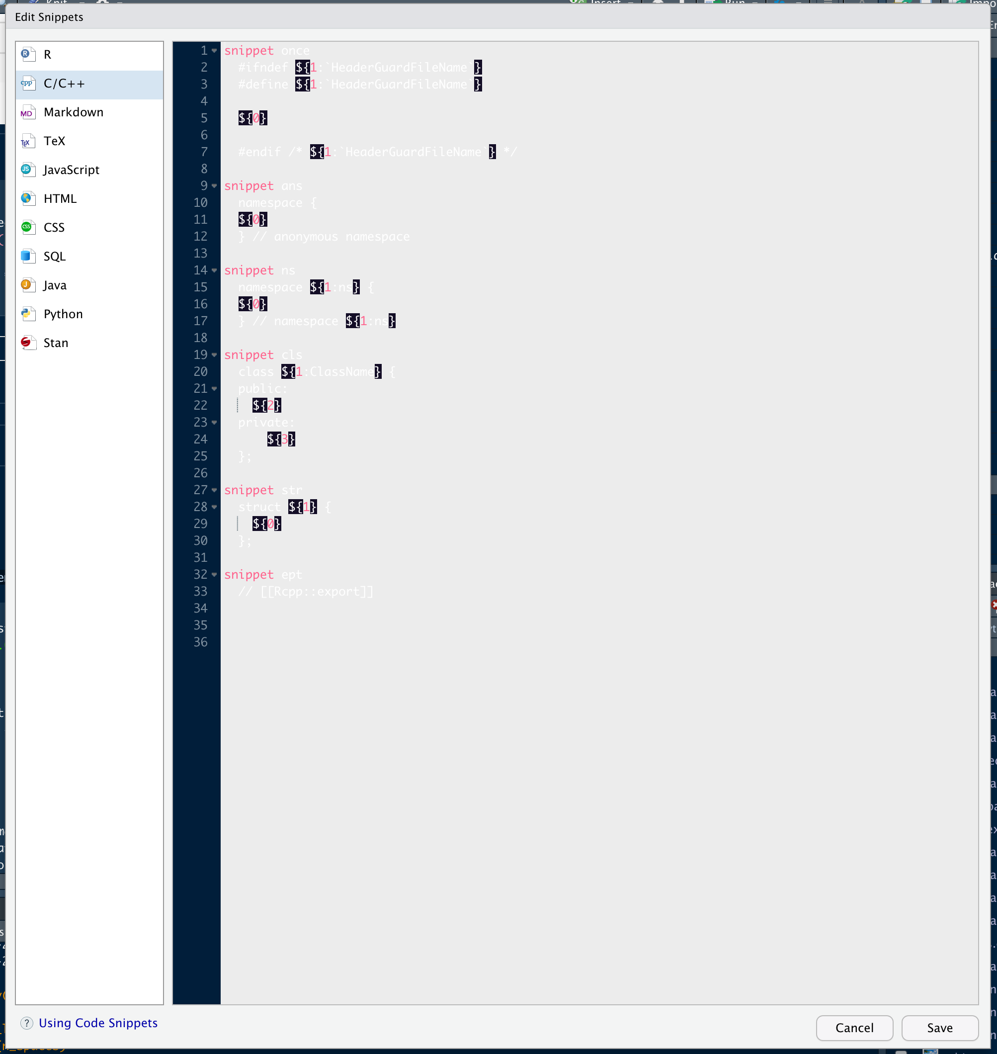 Edit snippets window doesn't play well with themes · Issue #7500 · rstudio/rstudio · GitHub