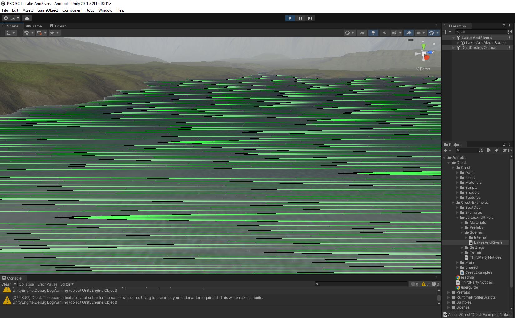 Crest Ocean System URP Flickering Green Lines / Foam Coverage · Issue #1040 · wave-harmonic ...