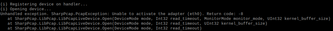 SharpPcap not working on Raspberry PI 4 (Return code: -8) · Issue #274 ...