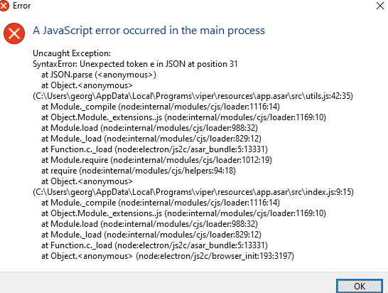 Viper throws JSON error on startup · Issue #119 · 0neGal/viper · GitHub
