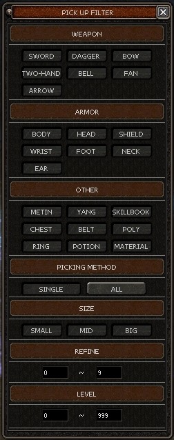 Pick Up With Filter & Instant - Programming & Scripts / Systems - Metin2 Dev