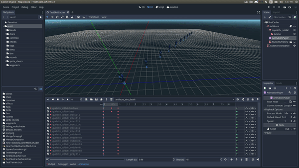 Cached skeleton animations for multimesh instances. Need advice ...