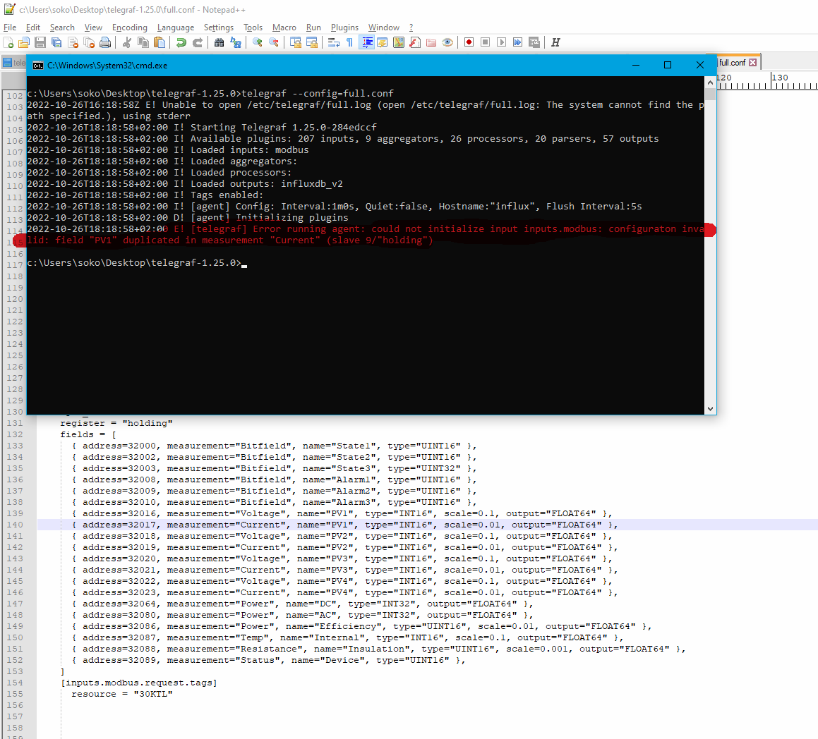 inputs.modbus falsely reports duplicate field · Issue #12091 · influxdata/telegraf · GitHub