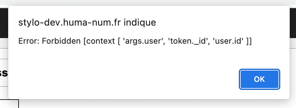 Le message d'erreur d'une requête sans jeton n'est pas explicite ...