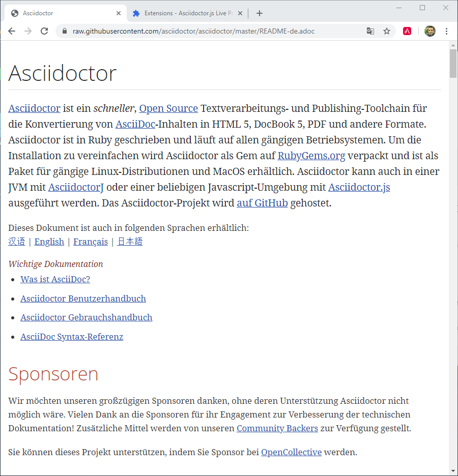 No longer loading online · Issue #323 · asciidoctor/asciidoctor-browser-extension · GitHub