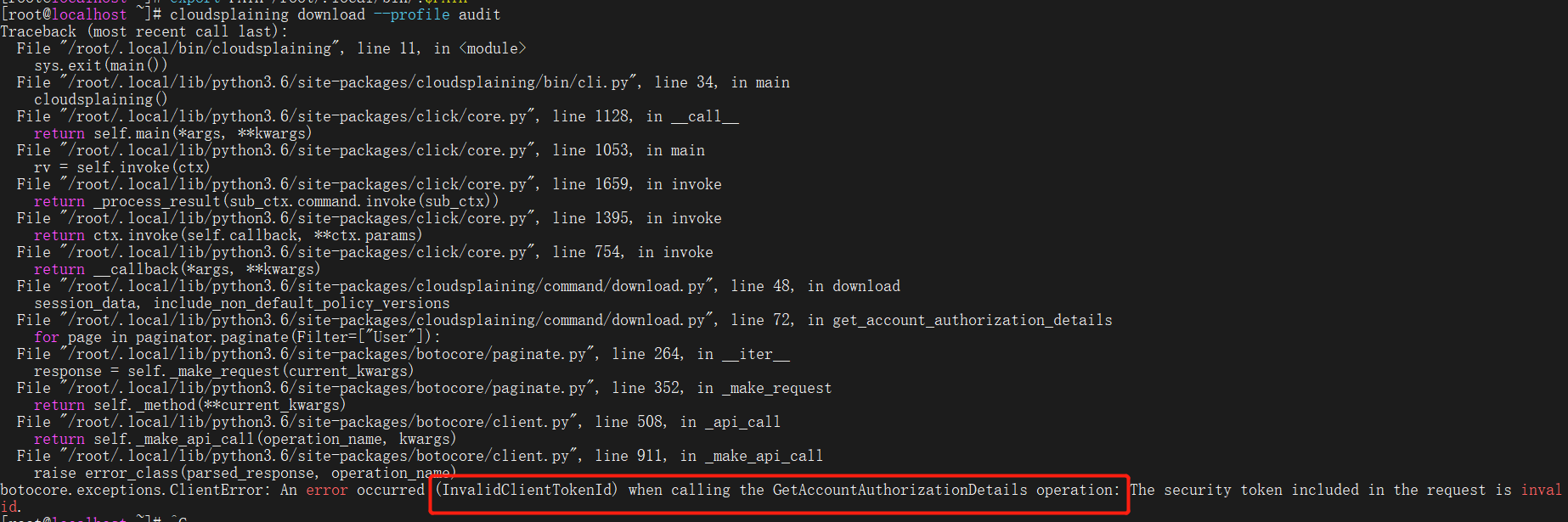 (InvalidClientTokenId) when calling the GetAccountAuthorizationDetails operation · Issue #282 ...