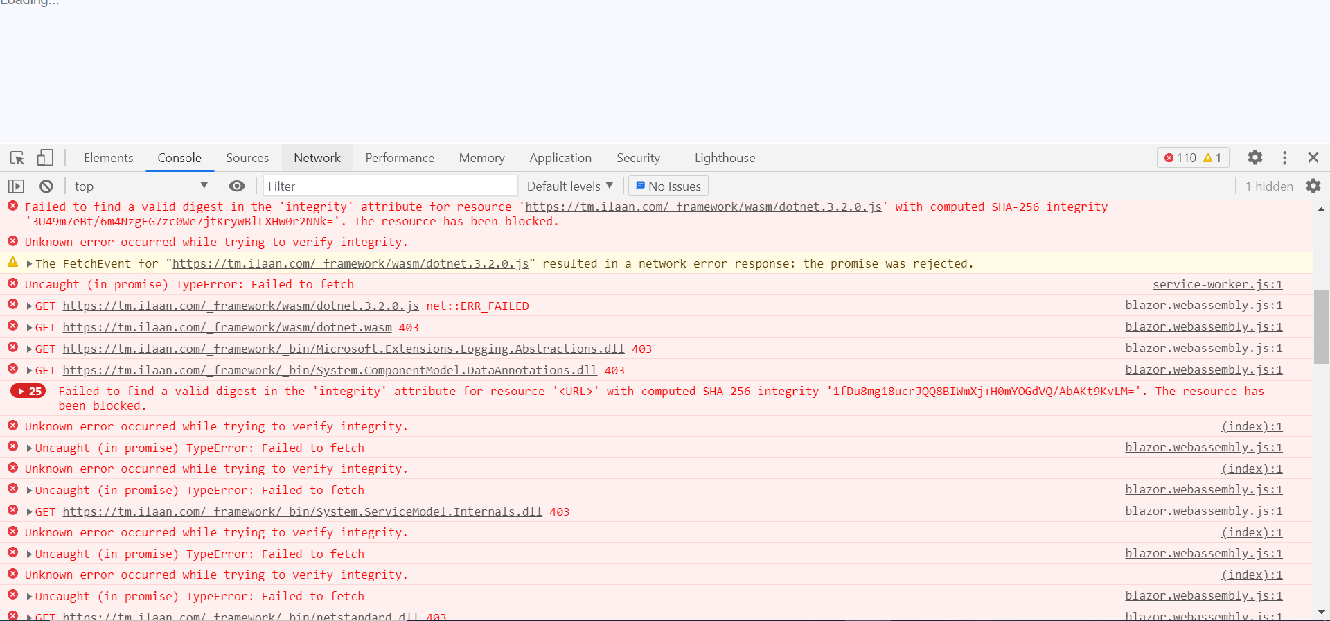 Failed to find a valid digest in the 'integrity' attribute for resource ' ' with computed SHA ...