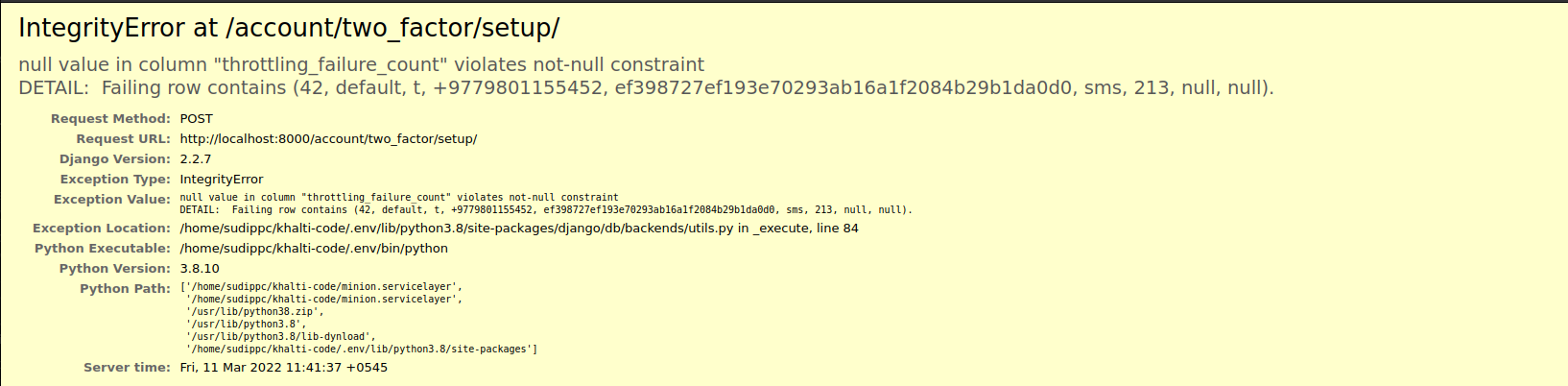 Missing ThrottlingMixin in PhoneDevice (Version 1.13) · Issue #481 · jazzband/django-two-factor ...