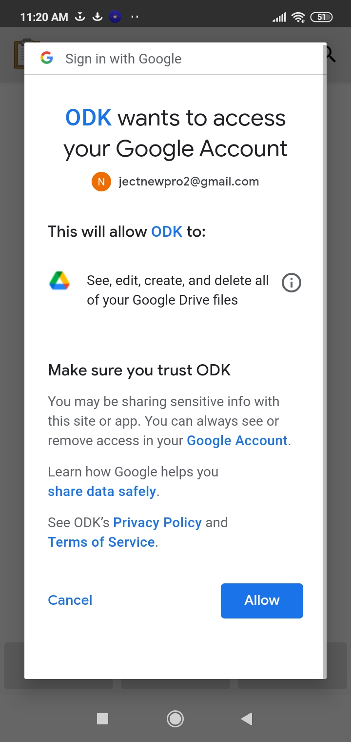 Infinite load visible when open Get Blank Form for newly added Google account · Issue #4701 ...