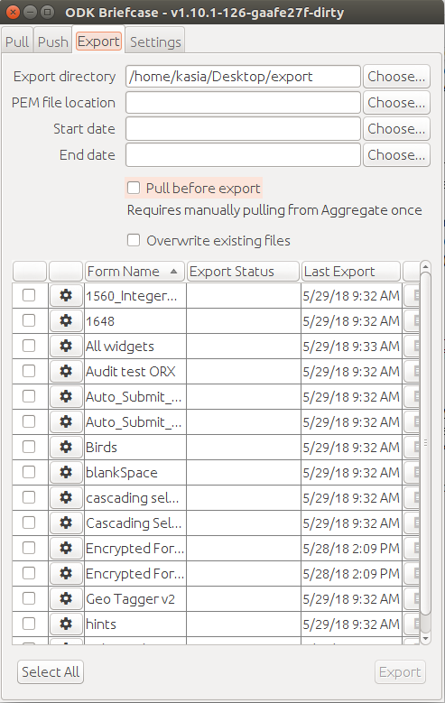 Scroll overlaps details buttons on the export view on Ubuntu and Windows. · Issue #478 · getodk ...