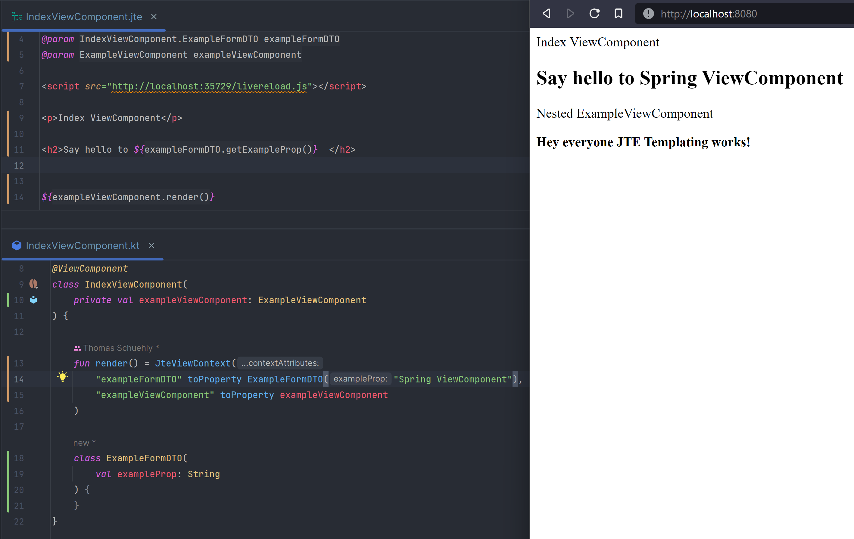 [Question] Support for a Spring Bean Component Approach? · Issue #212 · casid/jte · GitHub