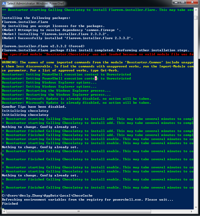 The specified module 'Boxstarter.Chocolatey' was not loaded...How to ...