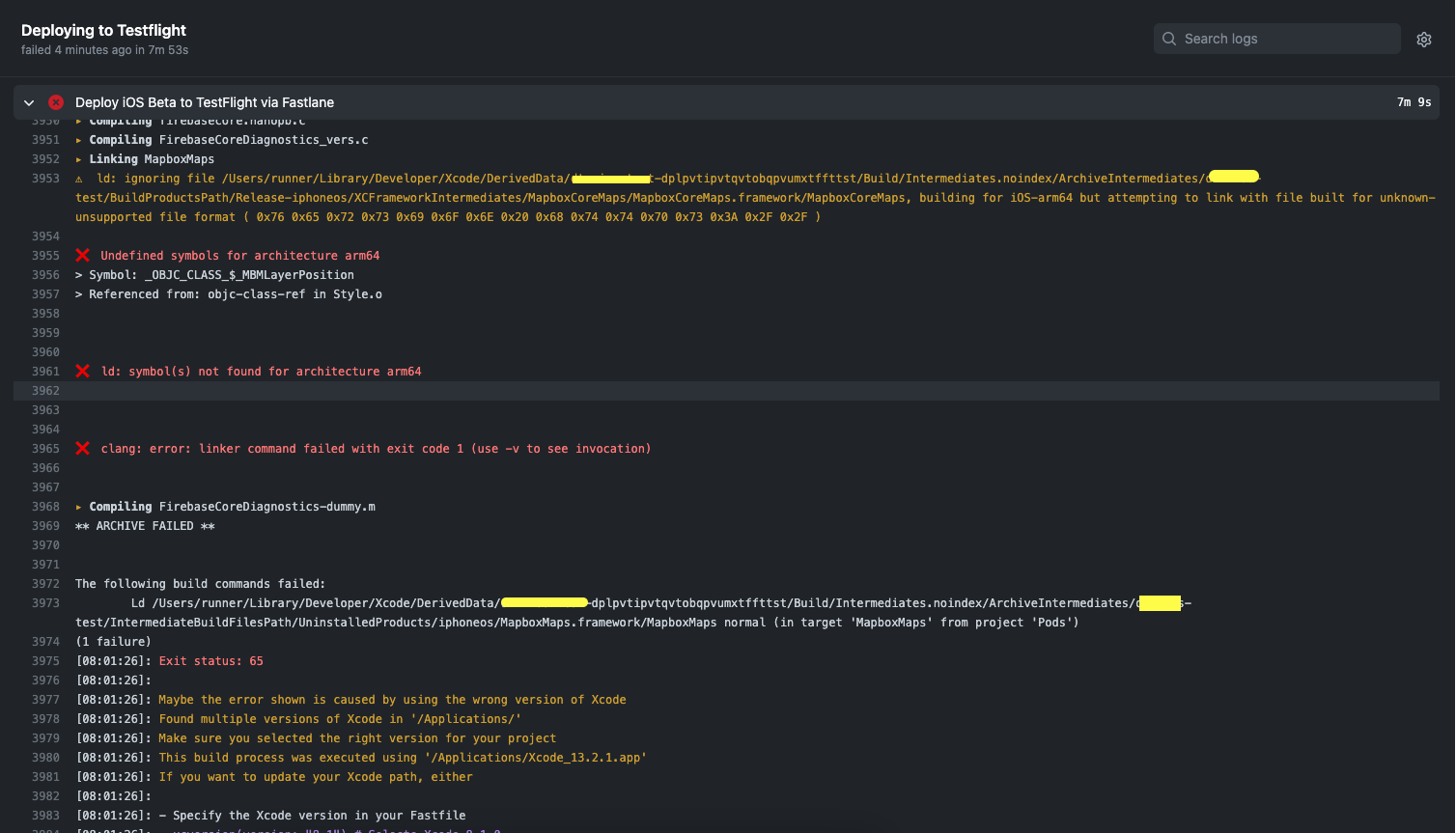 Undefined symbols for architecture arm64 fastlane Error · Issue #19894 · fastlane/fastlane · GitHub
