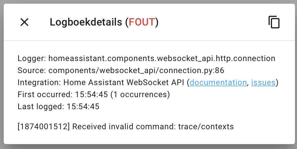 Logbook won't load: Received invalid command: trace/contexts · Issue ...