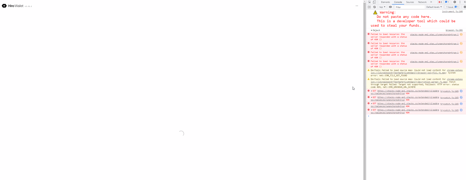 Caching Issue Causes Wallet To Load Forever On Chrome Unresponsive To Clicks On Top Right Menu