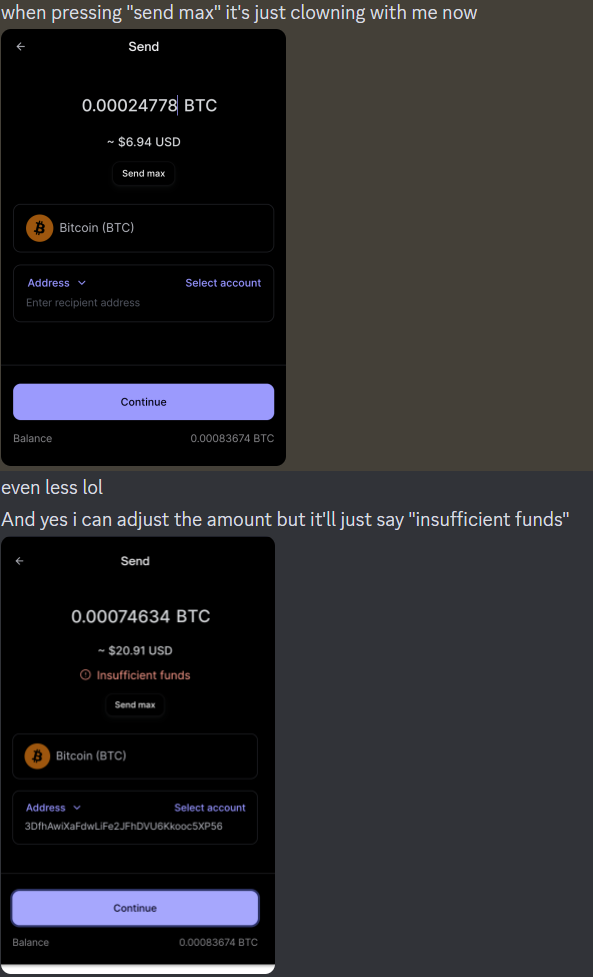 Apply highest of two fee estimates, not average, for BTC transfers ...