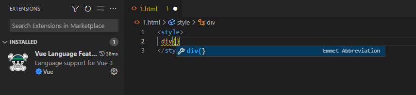 Emmet error on style tag after installed volar. · Issue #1780 · vuejs/language-tools · GitHub