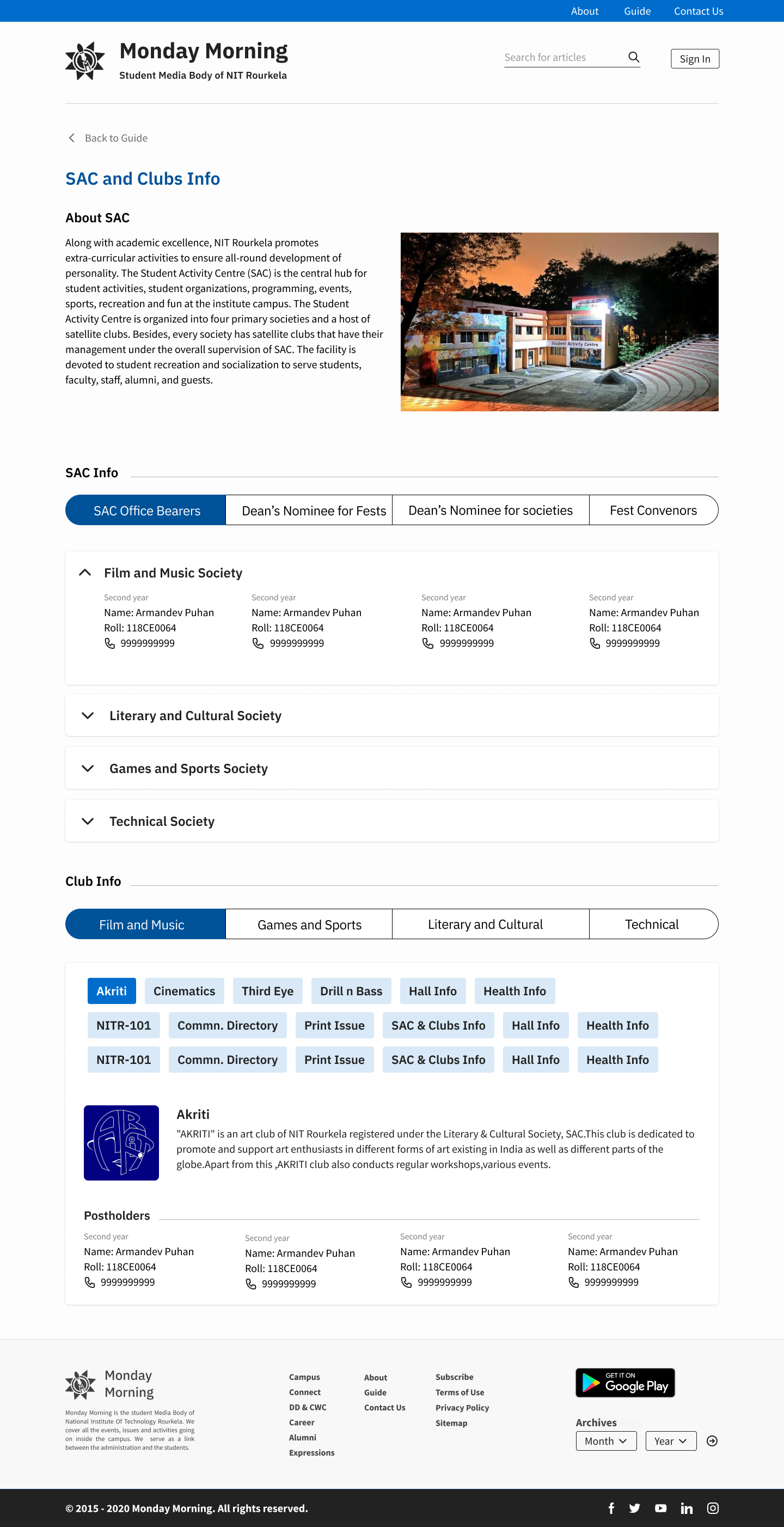 feat(guide): create SAC and Clubs Info page · Issue #167 · Monday ...