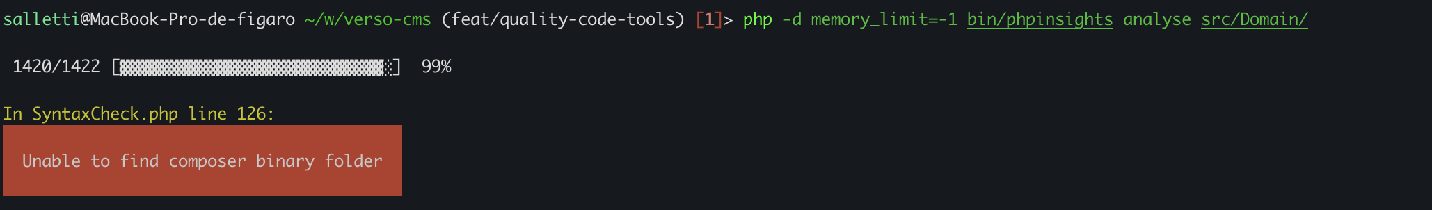 Unable to find composer binary folder · Issue #579 · nunomaduro/phpinsights · GitHub