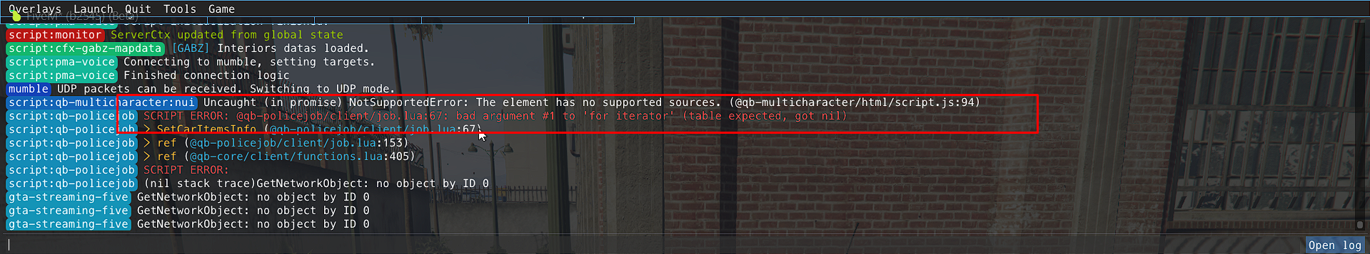 [BUG] When I take out any vehicle from Police Garage its throwing a Error ! And I didn't get ...