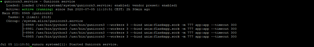I get a [DEBUG] worker: SIGWINCH ignored error when publishing my flask application with ...