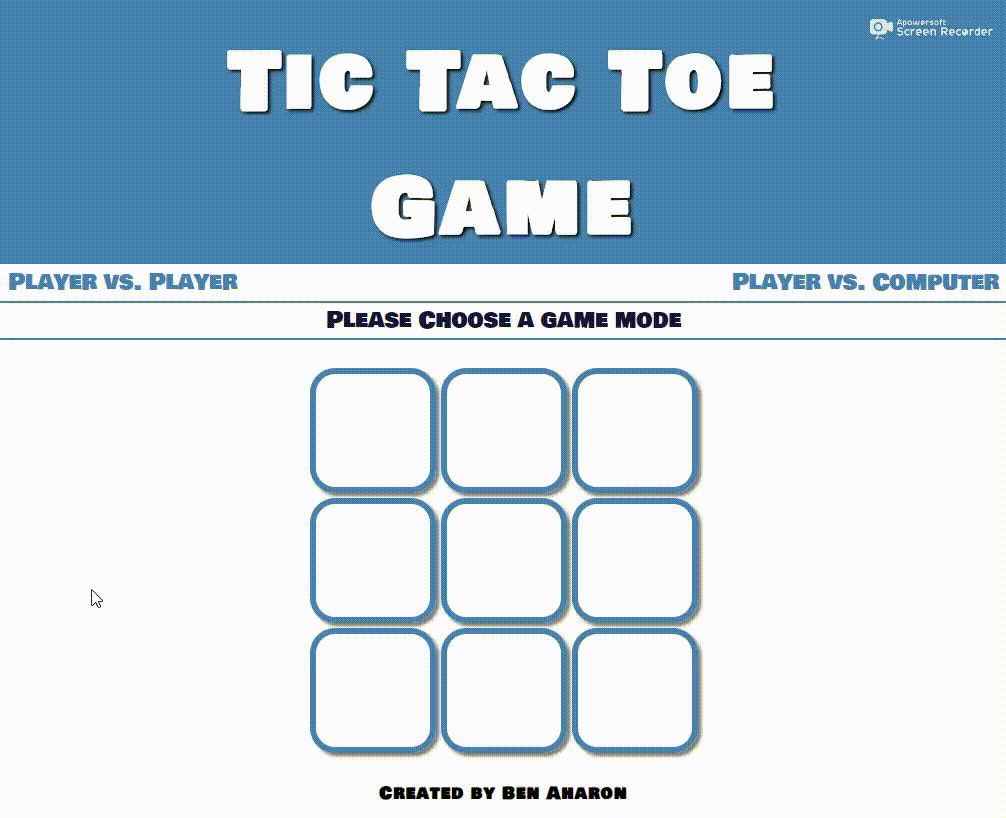 GitHub - benel2606/TicTacToeGame: Tic Tac Toe game with 2 modes: Player ...