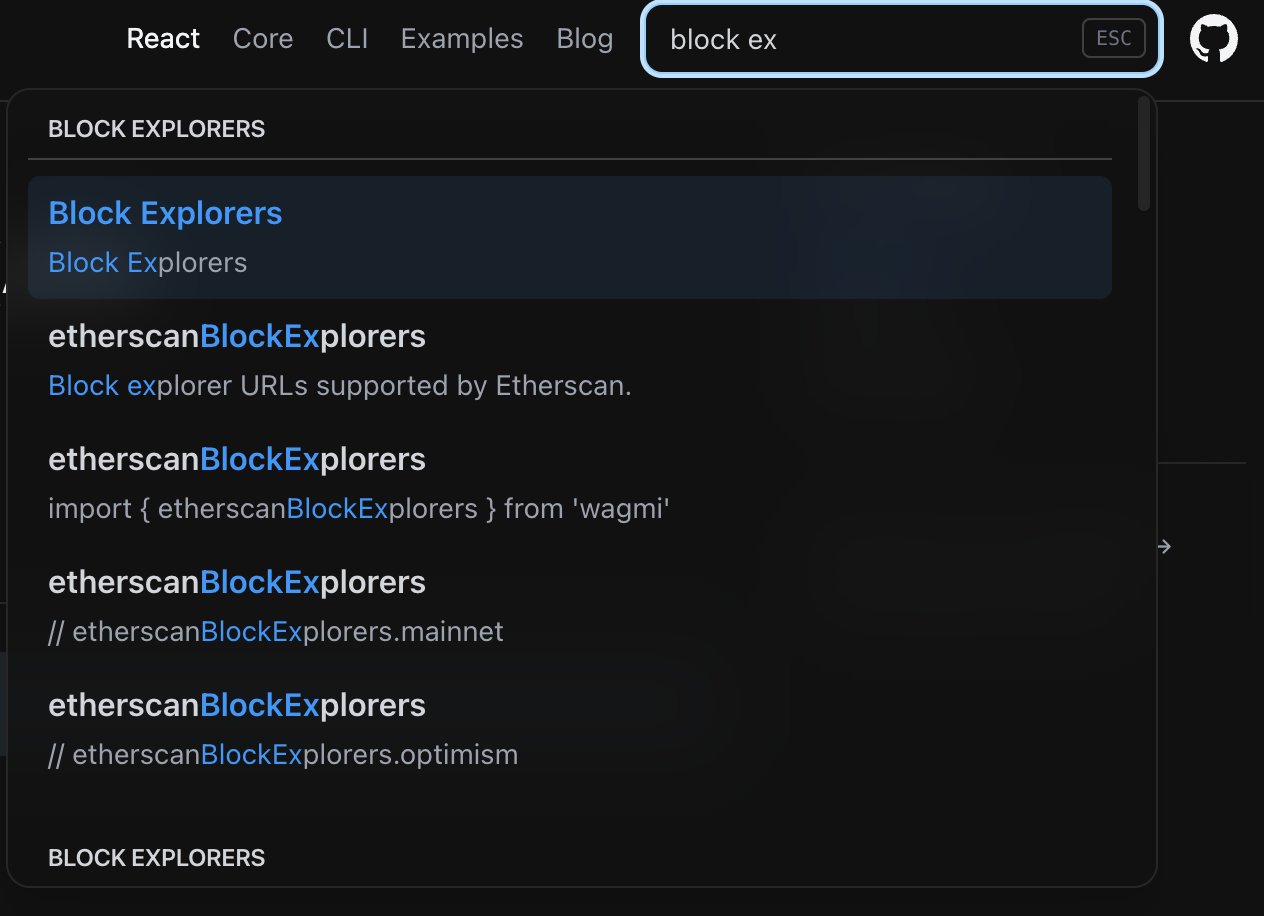Bug Block Explorers Route Is Broken But Still Appears On Searching · Issue 1465 · Wevm Wagmi