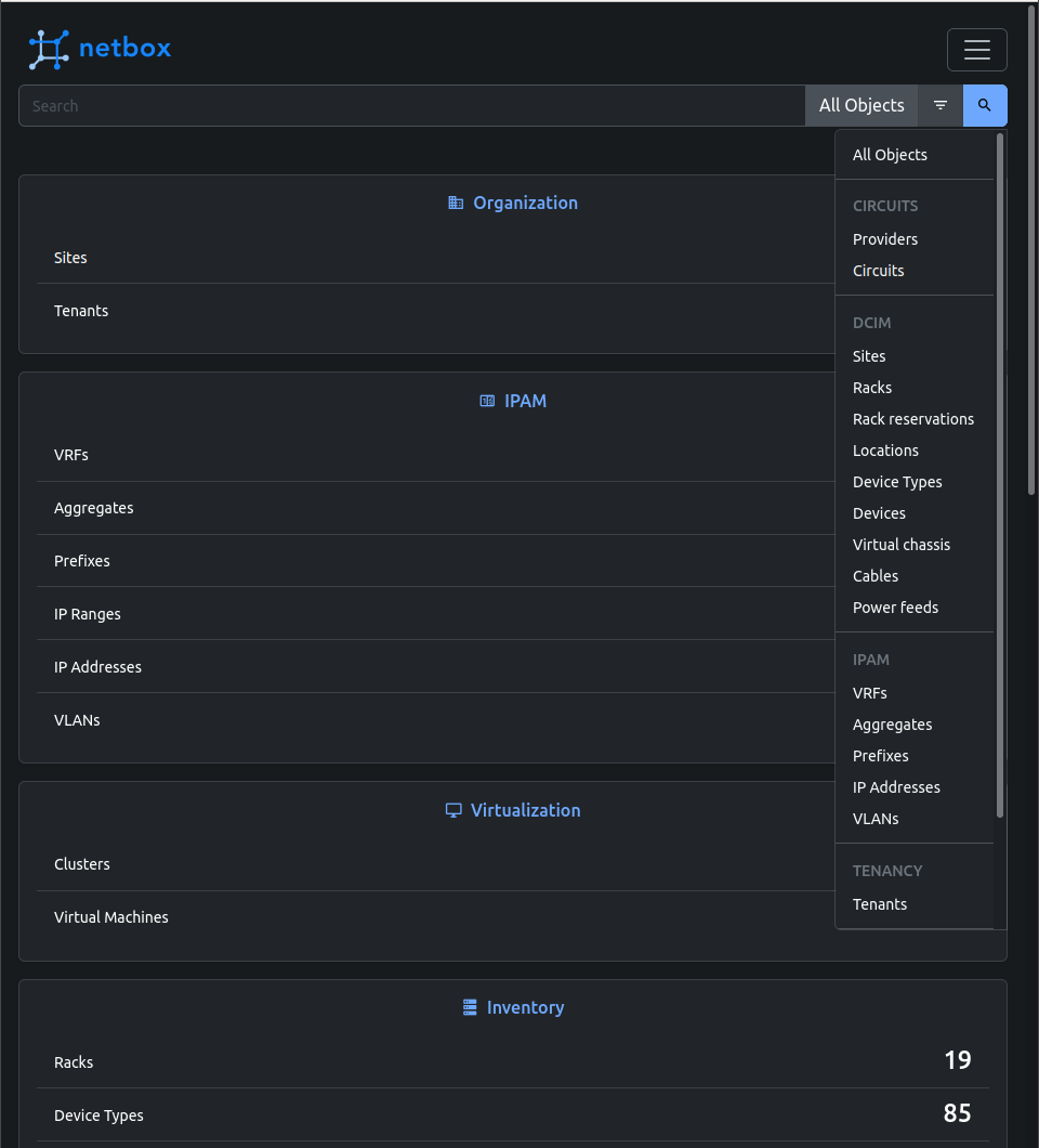 Alphabetize objects in each subsection under global search · Issue #7441 · netbox-community ...