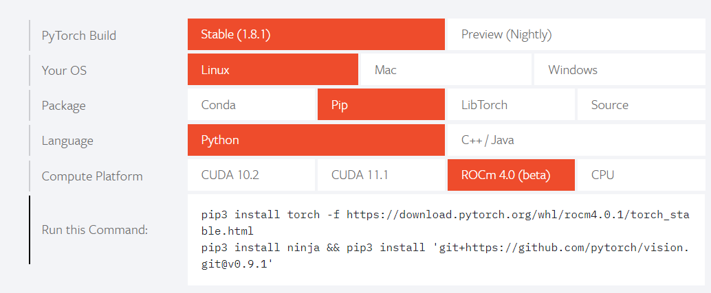 ROCm 4.1.1 + PyTorch 1.8.1 + Ubuntu 20.04.2 Installation fails · Issue #1454 · ROCm/ROCm · GitHub