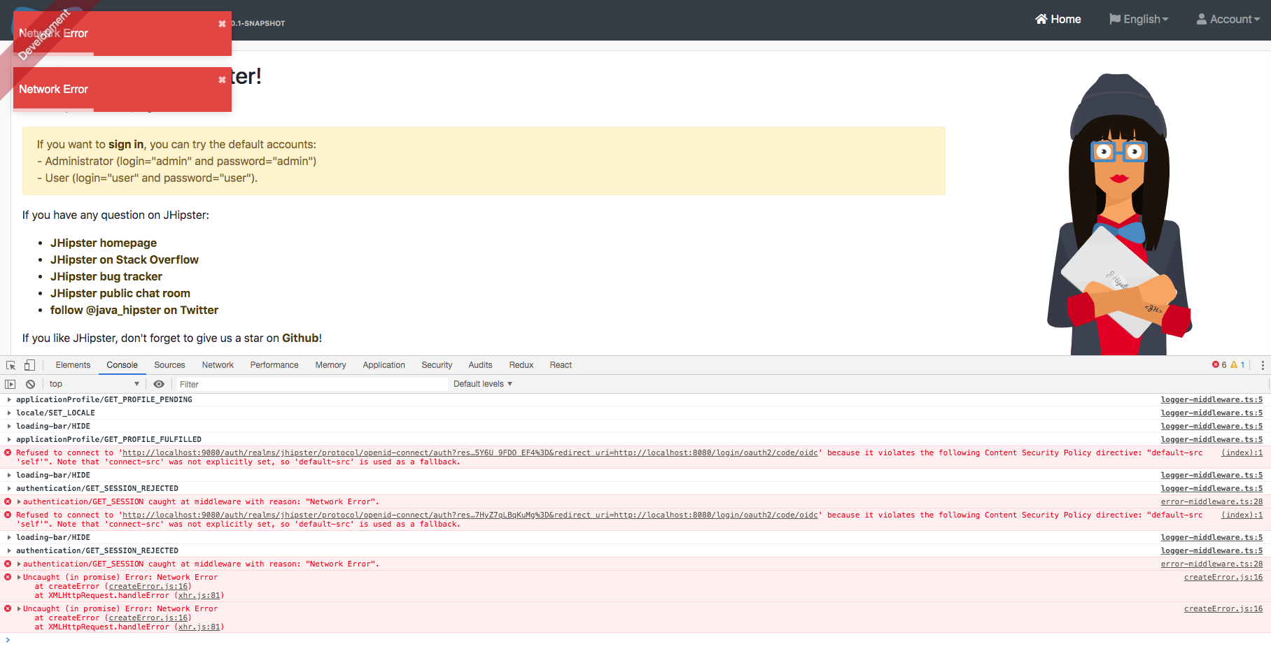 Oauth2 and React "Network Error" On Homepage · Issue #10056 · jhipster/generator-jhipster · GitHub