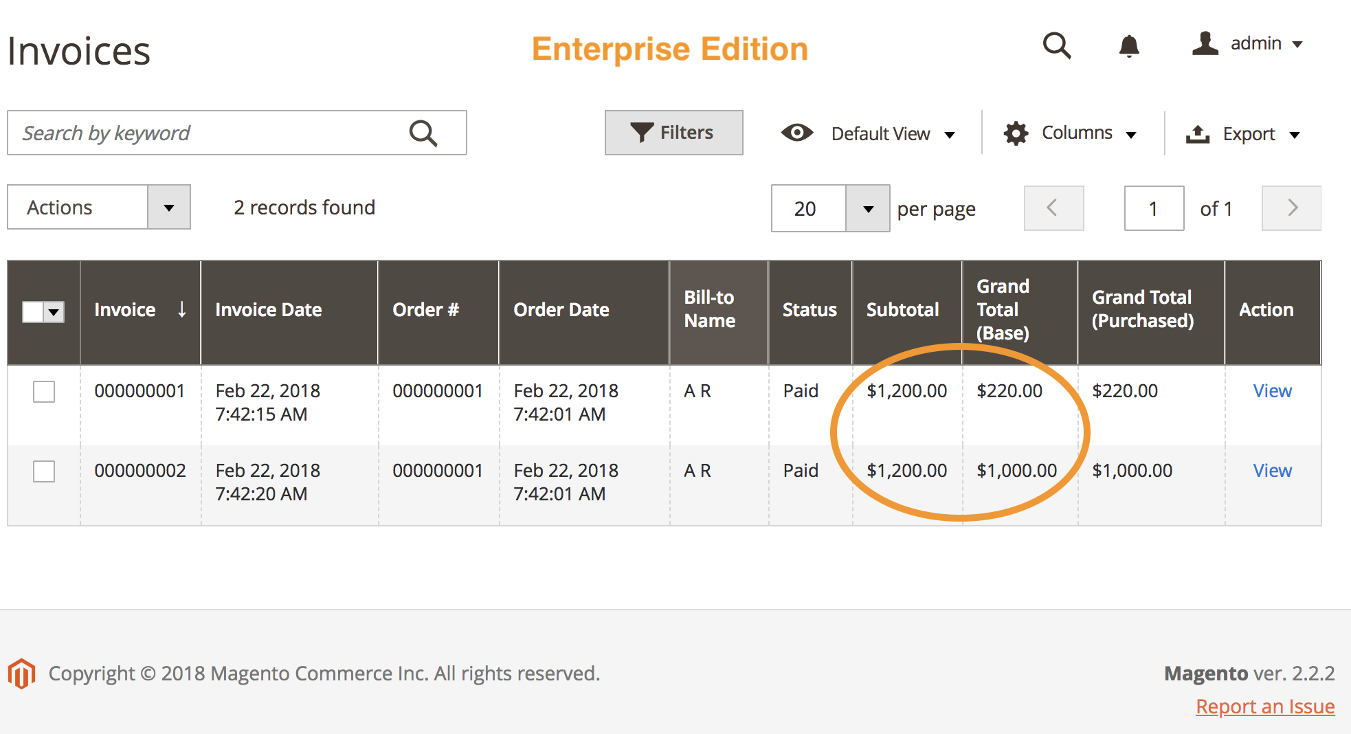 Invoice grid shows wrong subtotal for partial items invoice. It shows ...