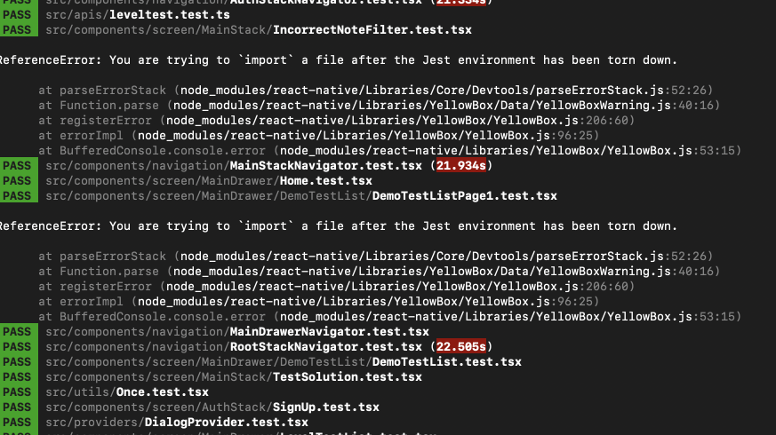 "ReferenceError: You are trying to `import` a file after the Jest environment has been torn down ...