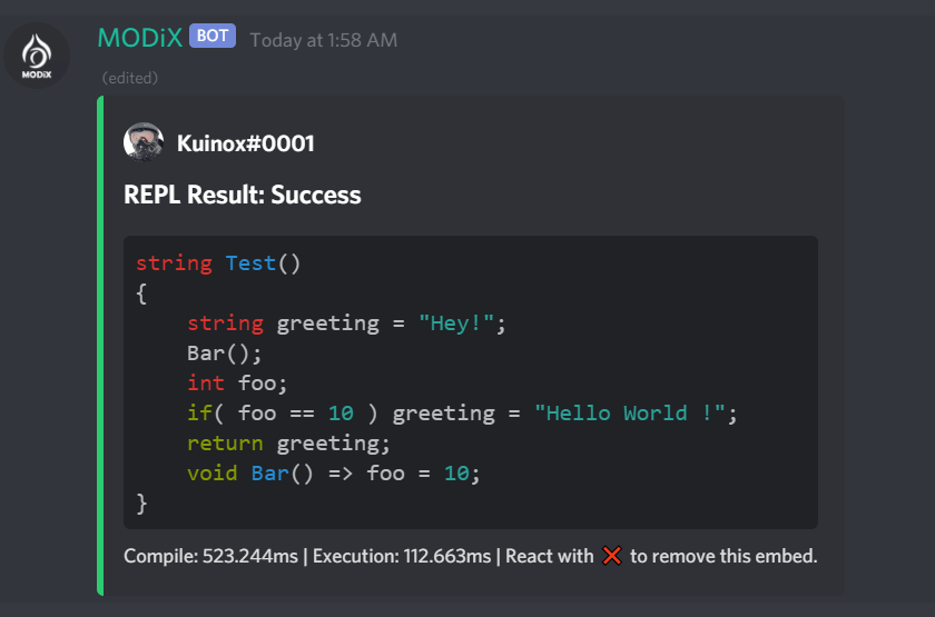 Eval Removes Indentation When Displaying Code In The Result Embed · Issue 859 · Discord Csharp