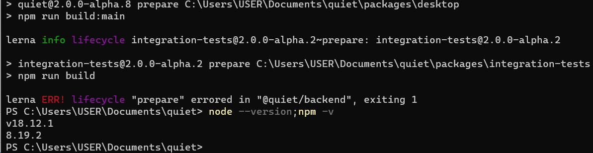 Lerna bootstrap failure on windows · Issue #1818 · TryQuiet/quiet · GitHub