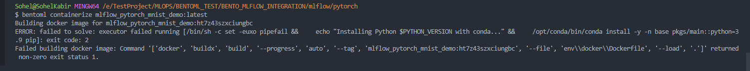 bug: failed to containerize when using mlflow · Issue #3146 · bentoml/BentoML · GitHub