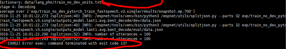 failed at loading the model when decoding on fastspeech.v3.single ...