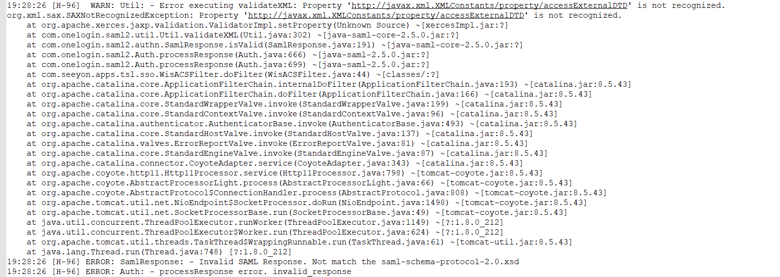 SamlResponse: - Invalid SAML Response. Not match the saml-schema ...