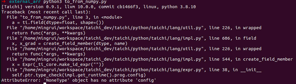 Confused error message when ti.init() is not called · Issue #4471 · taichi-dev/taichi · GitHub