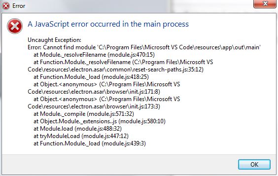 Erro na inicialização VSCode · Issue #67737 · microsoft/vscode · GitHub